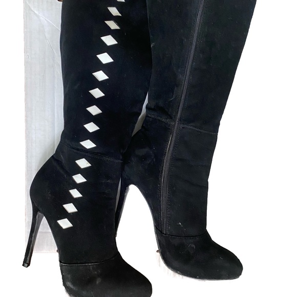 bedazzle | Shoes | Bedazzle Faux Suede Thigh High Boots | Poshmark